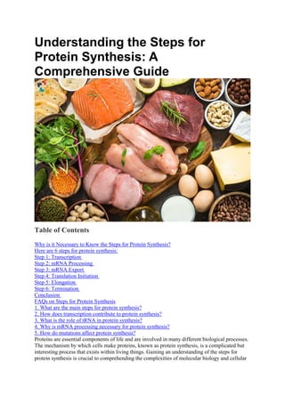 6 Important Steps for Protein Synthesis | The Lifesciences Magazine | PDF