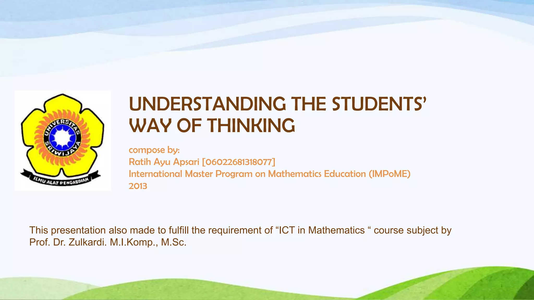 Understanding the students' way of thinking | PPT
