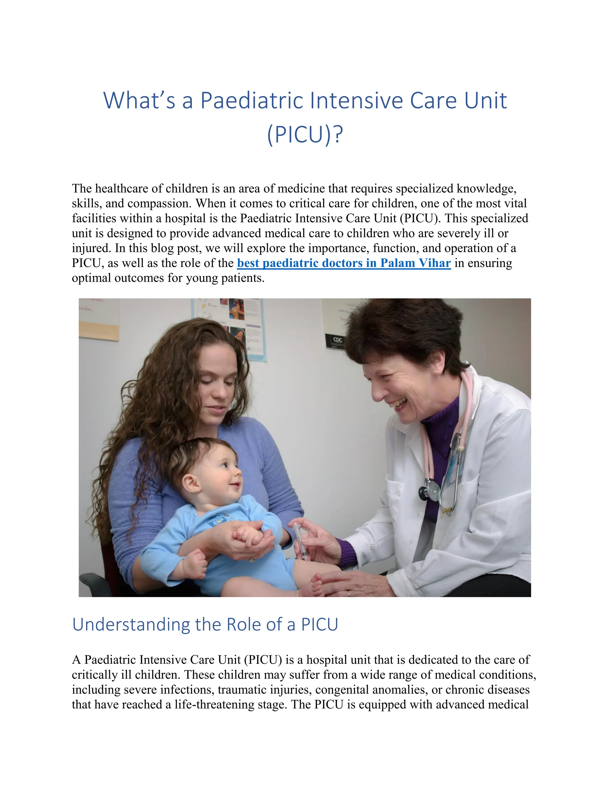 What’s a Paediatric Intensive Care Unit (PICU)? | PDF