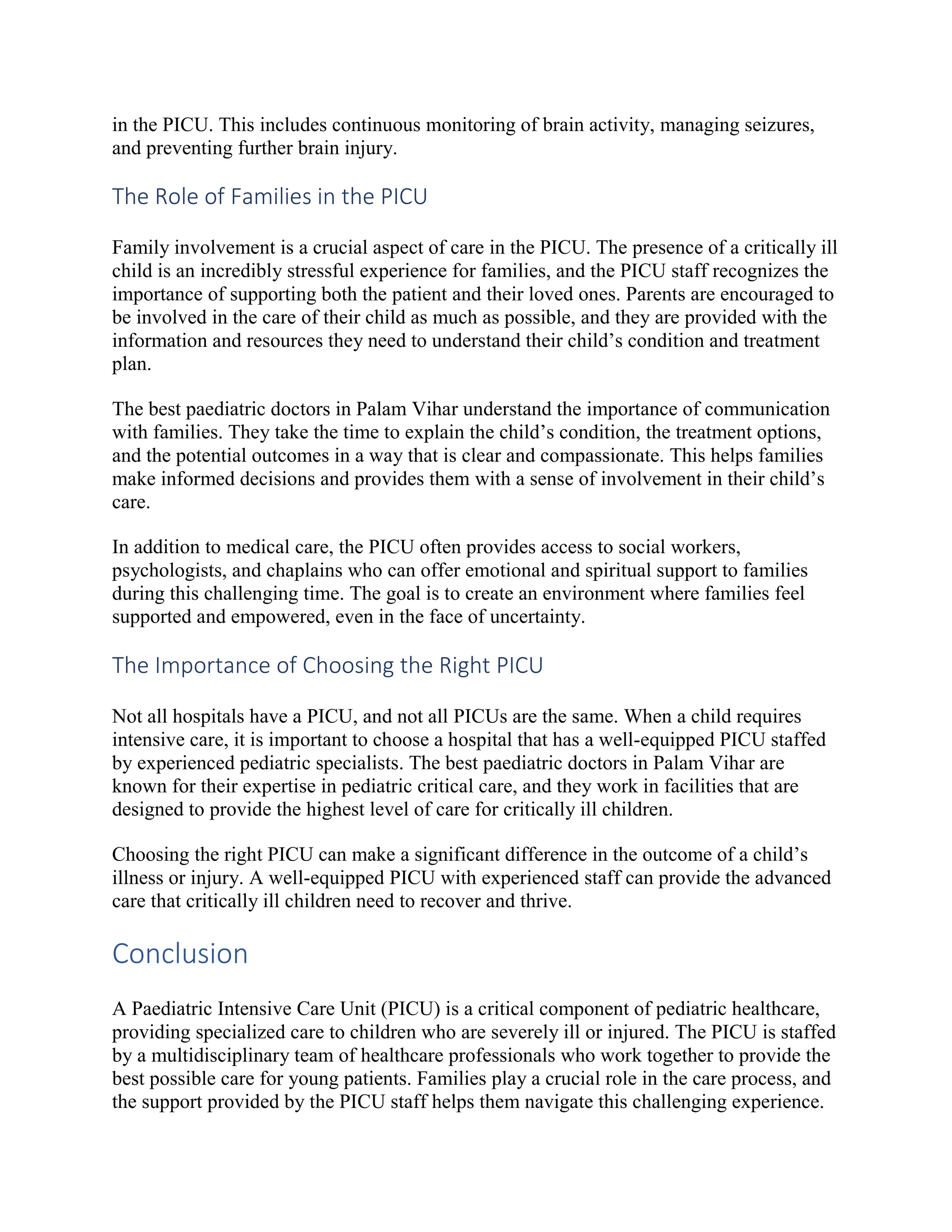 What’s a Paediatric Intensive Care Unit (PICU)? | PDF
