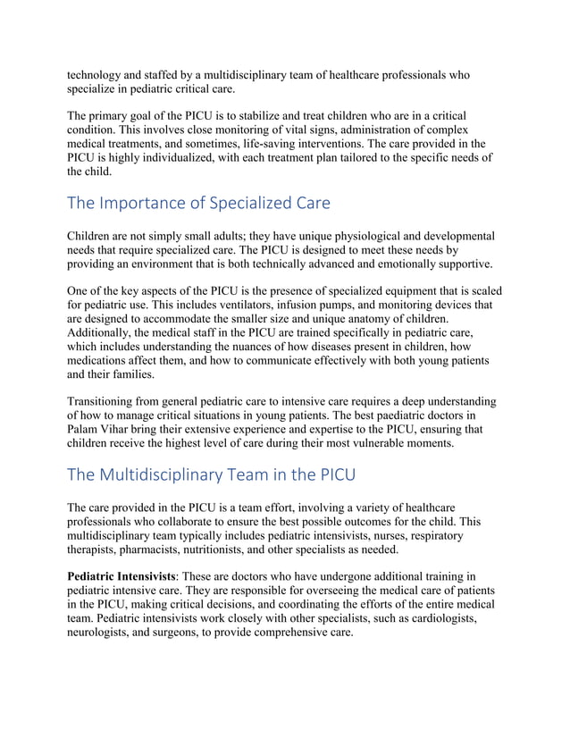What’s a Paediatric Intensive Care Unit (PICU)? | PDF