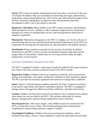 What’s a Paediatric Intensive Care Unit (PICU)? | PDF