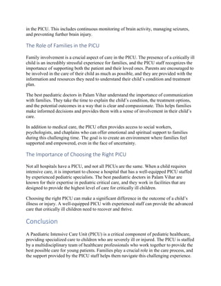 What’s a Paediatric Intensive Care Unit (PICU)? | PDF