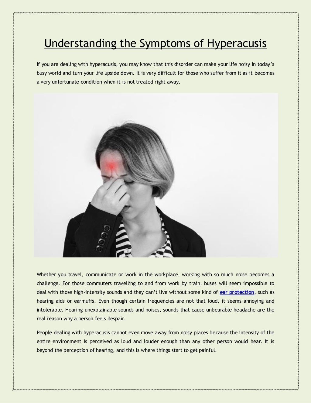 Understanding the Symptoms of Hyperacusis