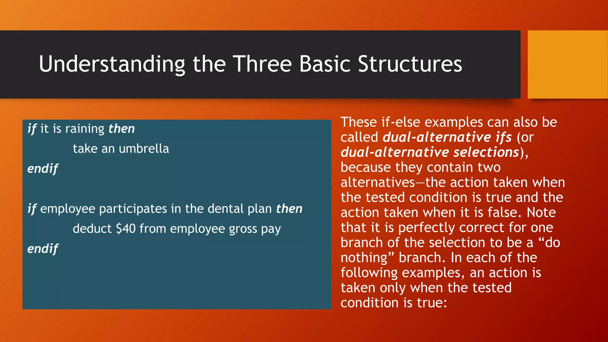 Understanding the Three Basic Structures | PPSX | Programming Languages | Computing