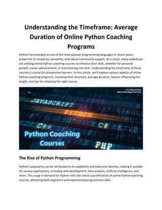 Understanding the Timeframe: Average Duration of Online Python Coaching Programs | PDF
