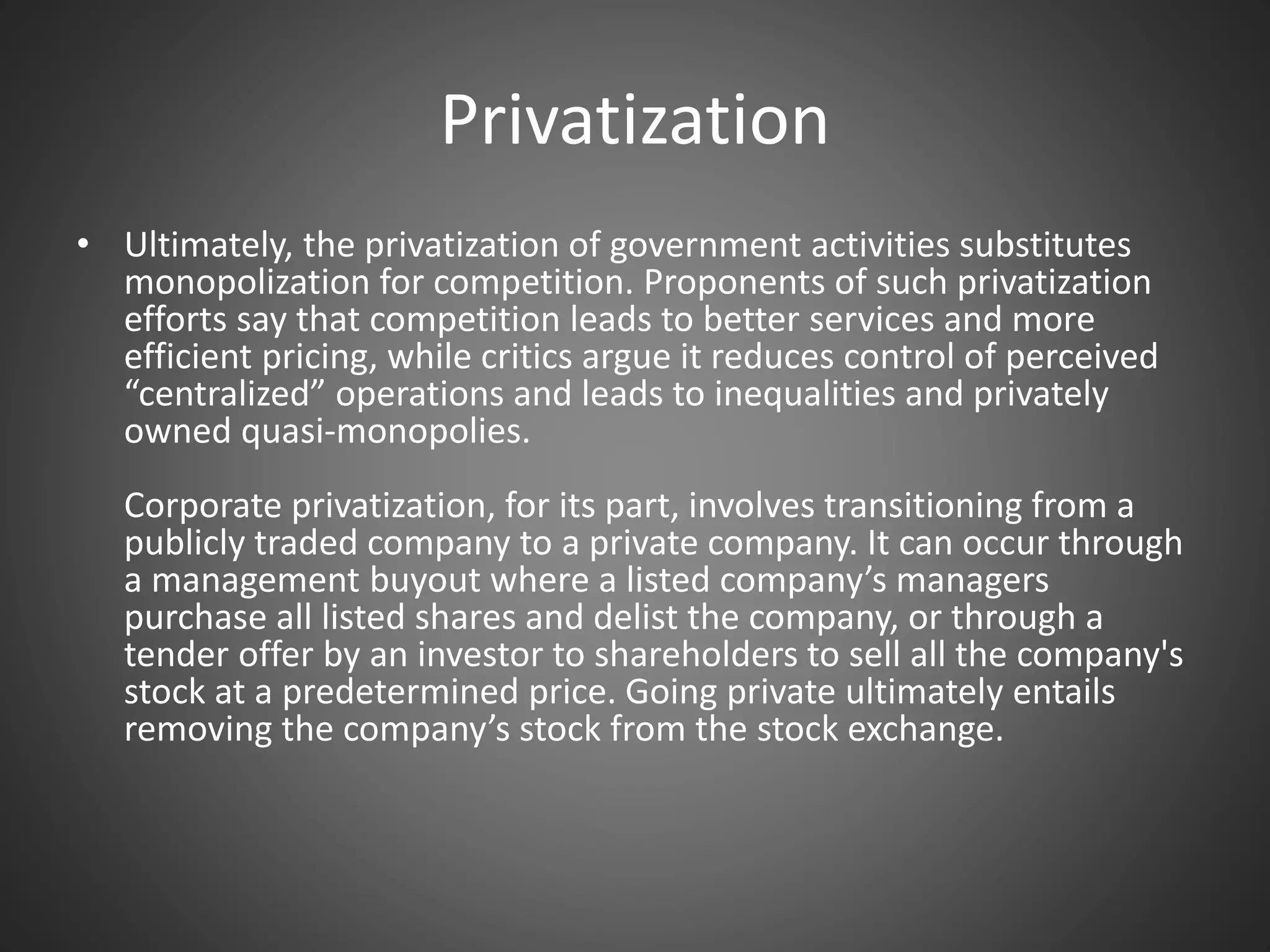 Understanding the Two Forms of Privatization | PPT