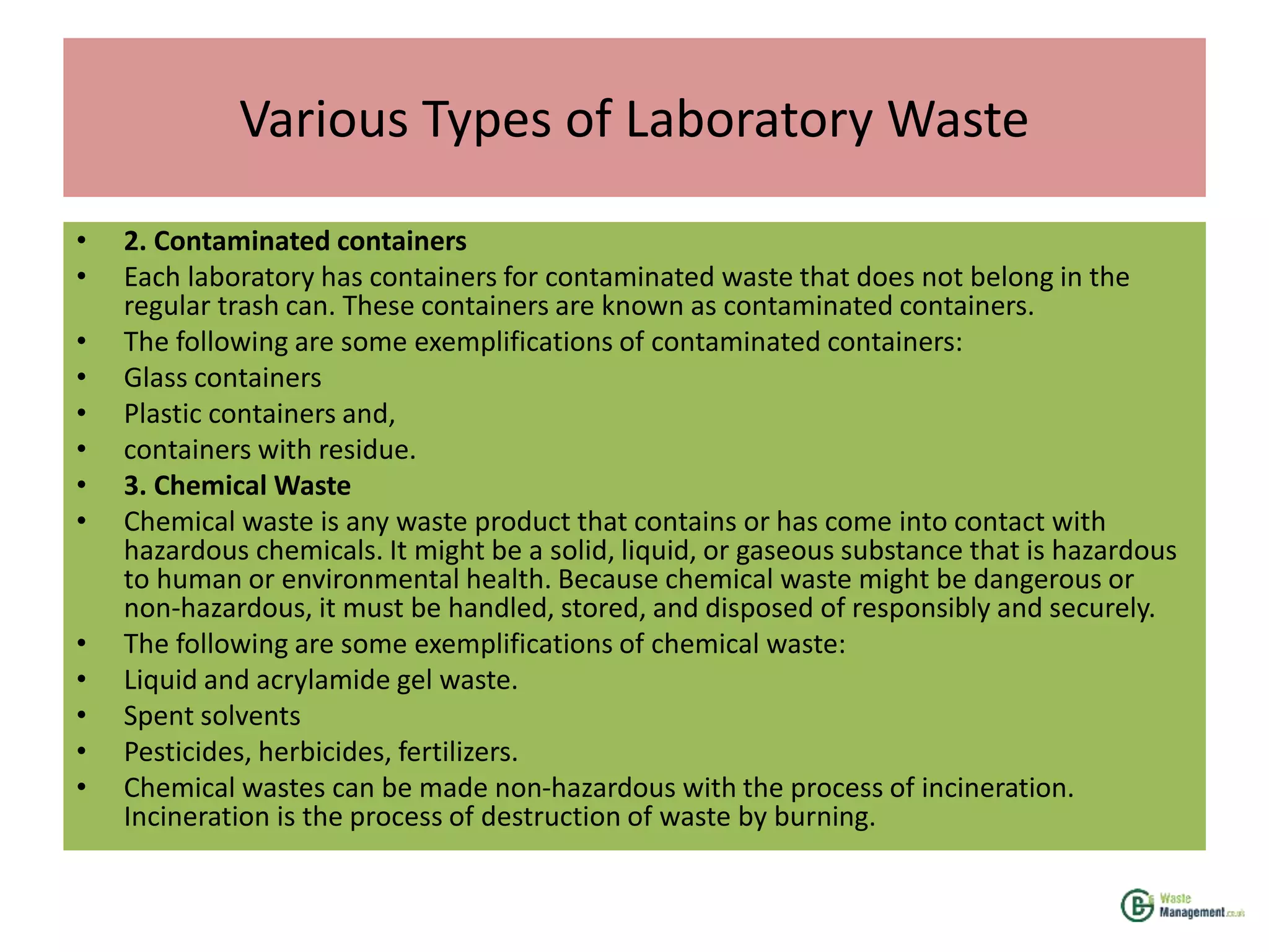 UNDERSTANDING THE TYPE OF WASTE THAT COMES UNDER LABORATORY WASTE | PPTX