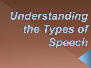 Understanding the Types of speech | PPTX