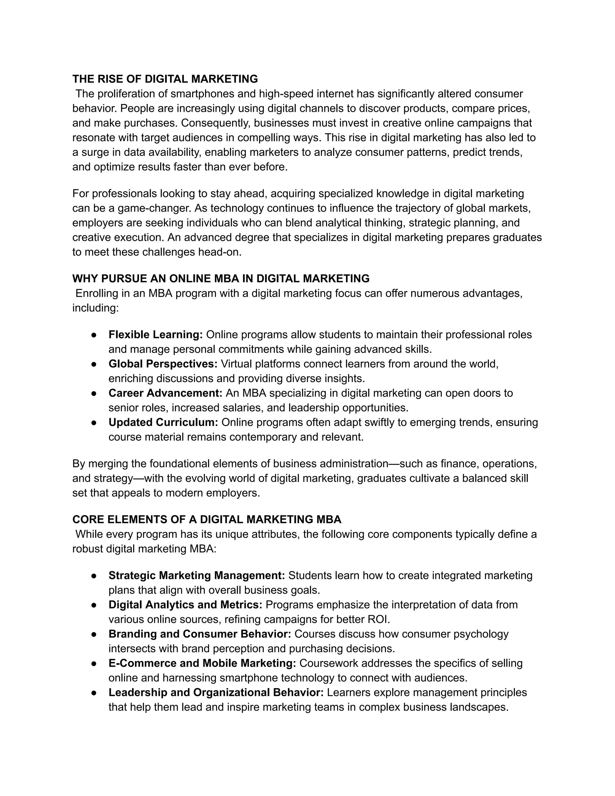 Why Choose an MBA Digital Marketing Online Program? | PDF