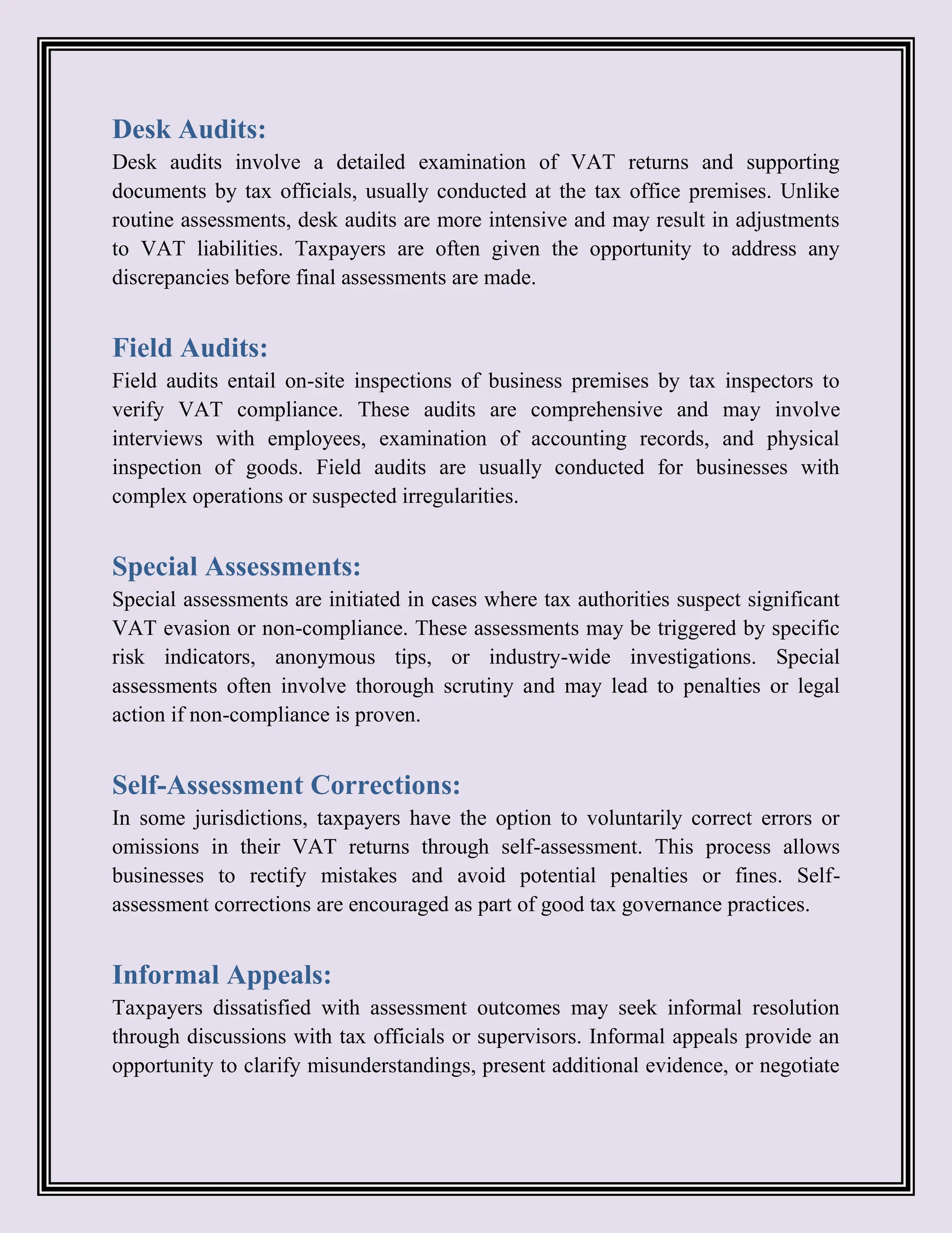 Understanding the Various Types of VAT Assessments and Appeals | PDF