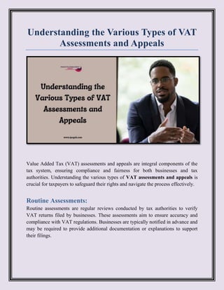 Understanding the Various Types of VAT Assessments and Appeals | PDF