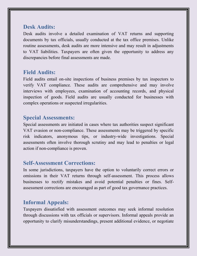Understanding the Various Types of VAT Assessments and Appeals | PDF