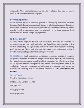 Understanding the Various Types of VAT Assessments and Appeals | PDF