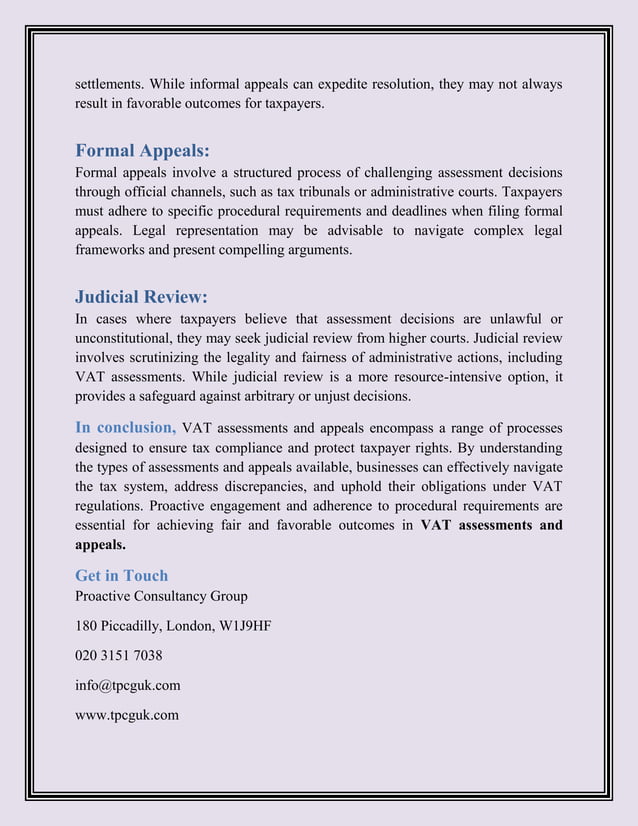 Understanding the Various Types of VAT Assessments and Appeals | PDF