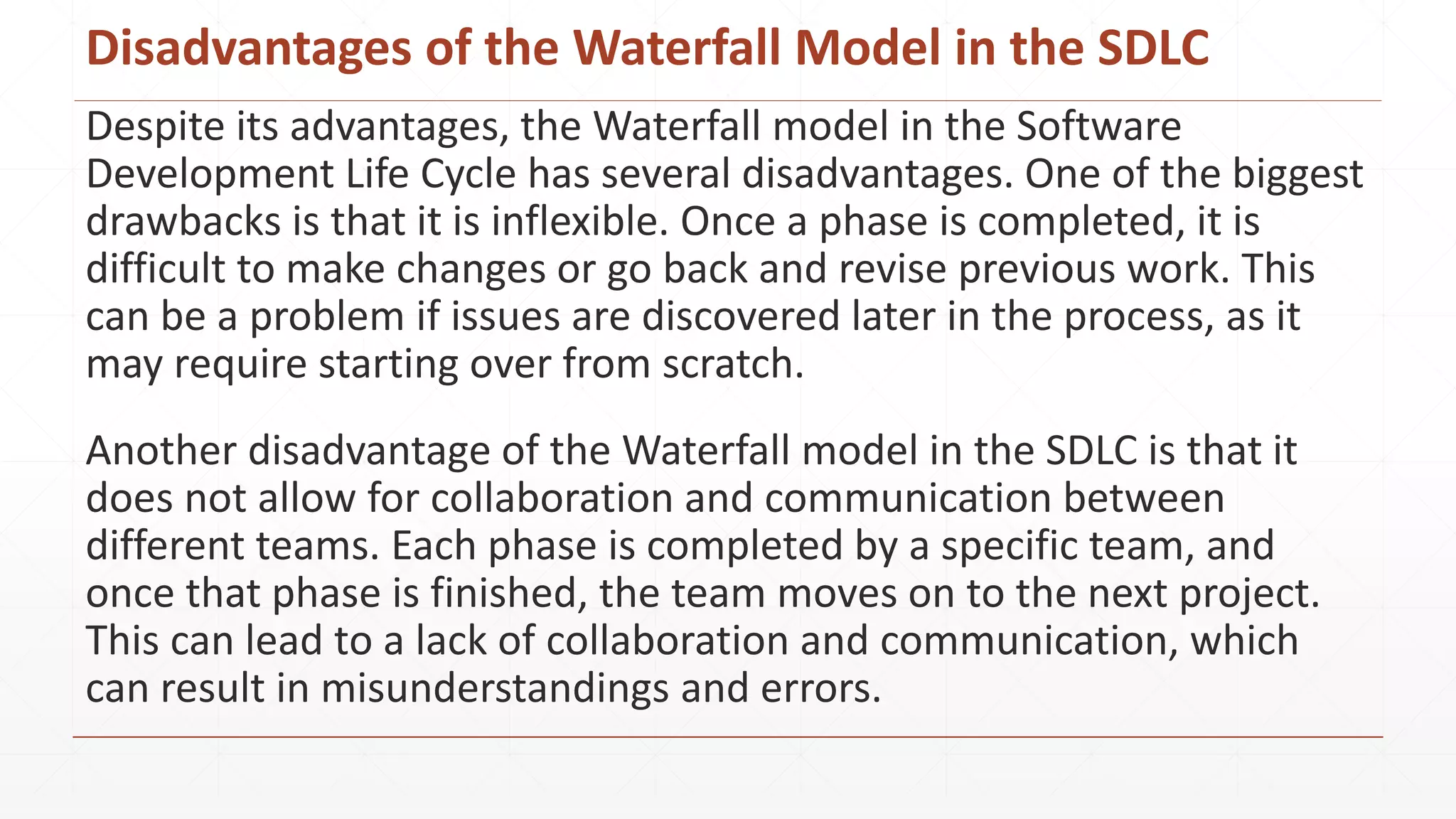 Understanding the Waterfall Model in Software Development Life Cycle | PPTX