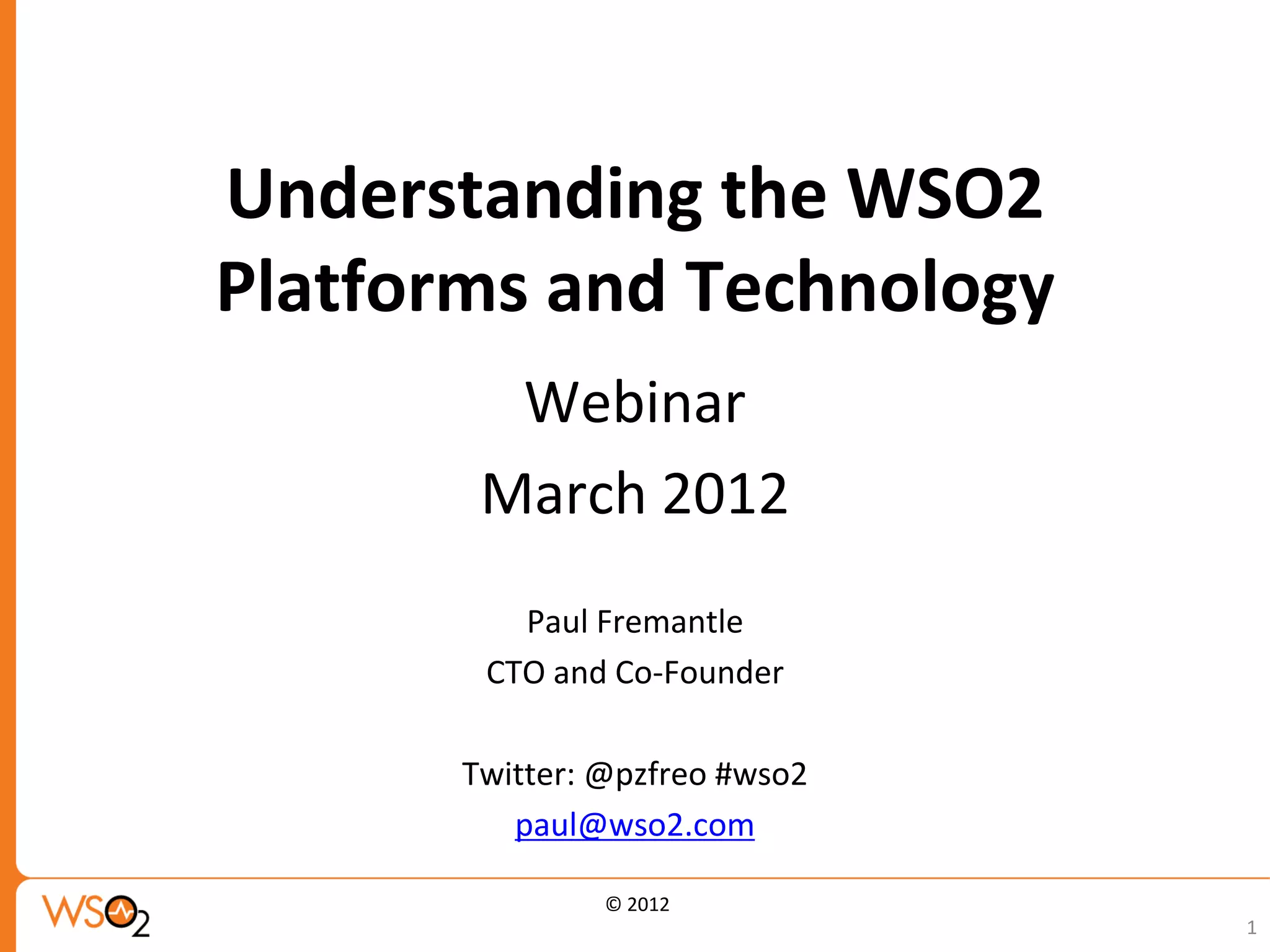 Understanding the WSO2 Platform and Technology | PDF