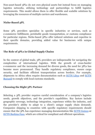 Understanding Third-Party Logistics | ECTN Certificate | PDF