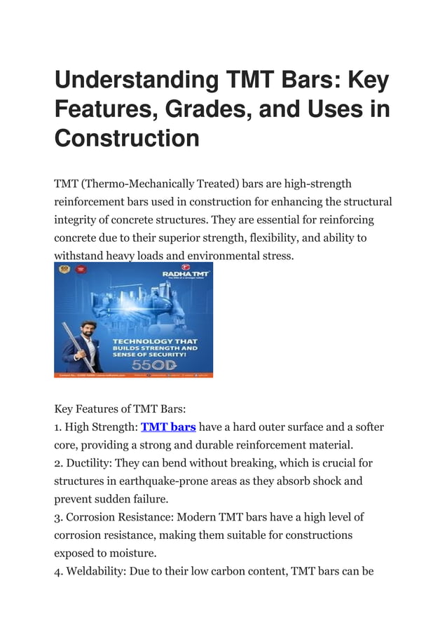 Understanding TMT Bars: Key Features, Grades, and Uses in Construction ...
