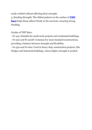 Understanding TMT Bars: Key Features, Grades, and Uses in Construction ...