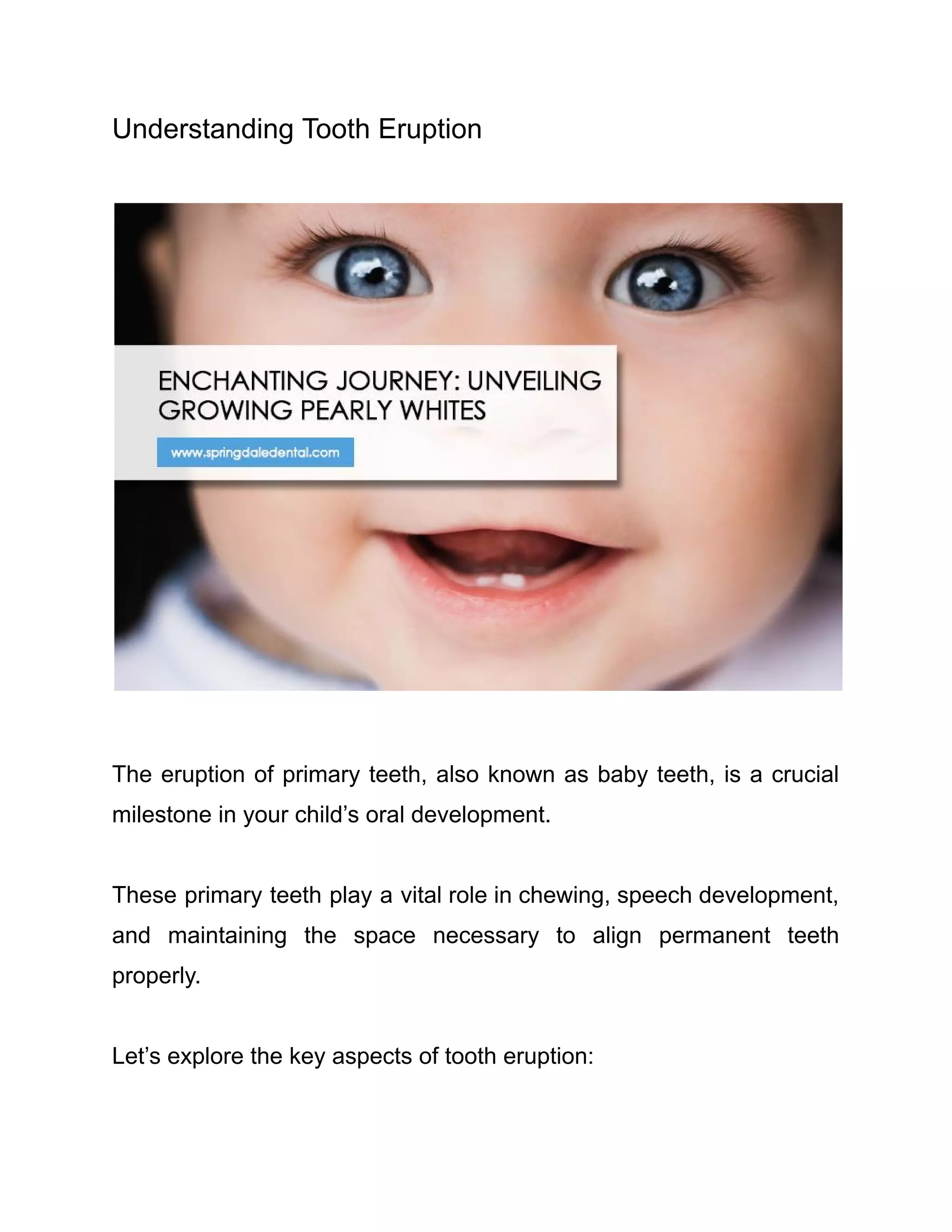 Understanding Tooth Eruption and Shedding in Children - Springdale ...