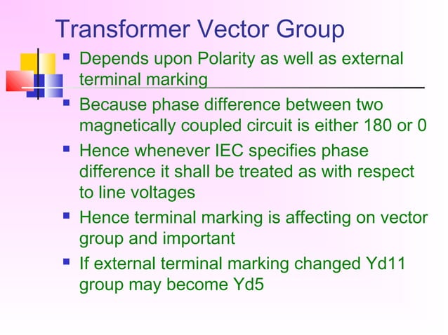 Understanding Transformer Vector Group Ppt
