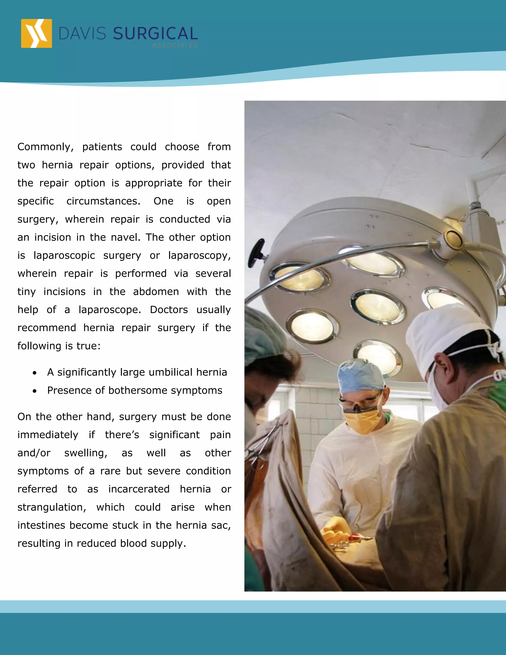 Understanding Umbilical Hernias and Options for Repair Surgery | PDF