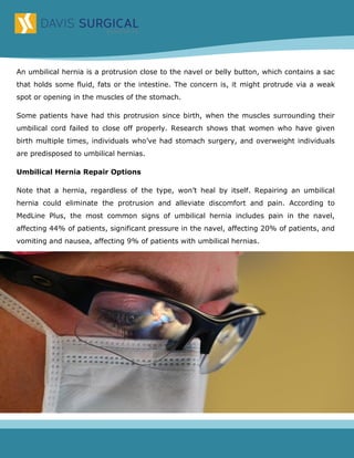 Understanding Umbilical Hernias and Options for Repair Surgery | PDF