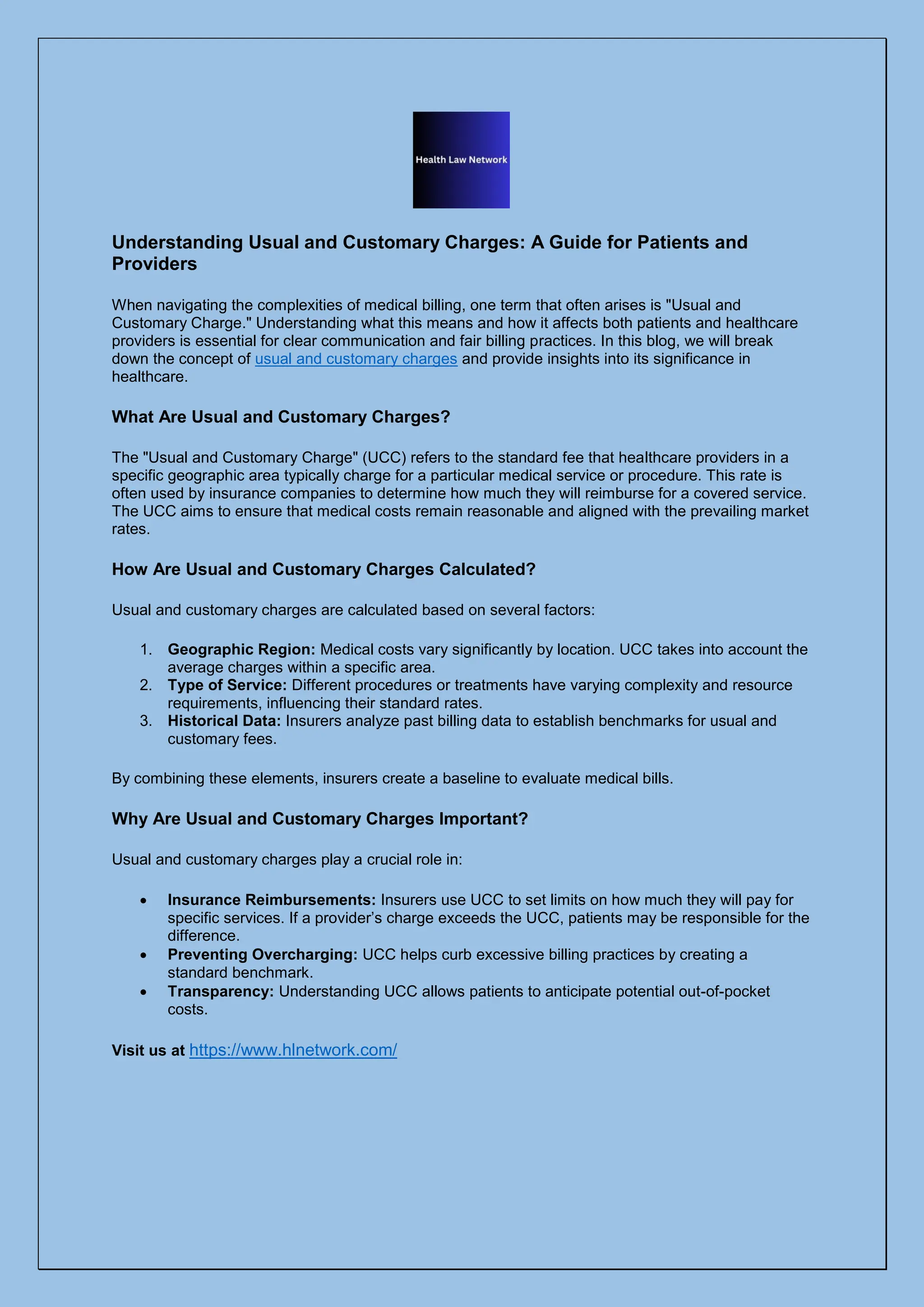 Understanding Usual and Customary Charges: A Guide for Patients and ...