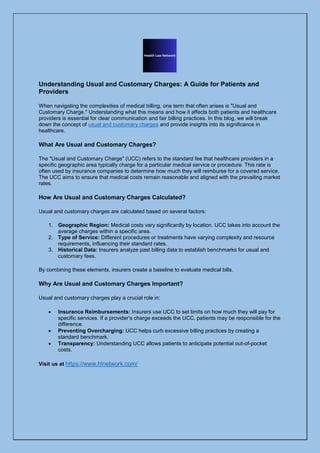 Understanding Usual and Customary Charges: A Guide for Patients and ...