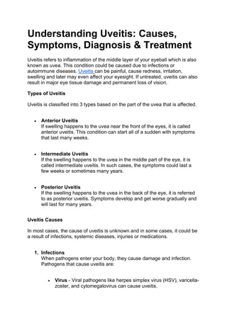 Understanding Uveitis: Causes, Symptoms & Treatment Options | DOCX | Eye and Vision Conditions ...