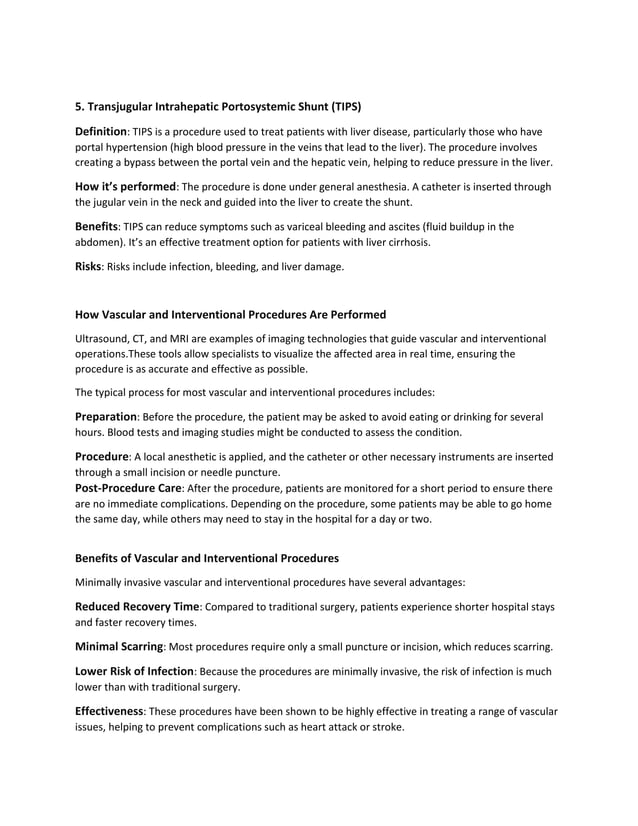 Understanding Vascular and Interventional Procedures: A Comprehensive Guide | PDF