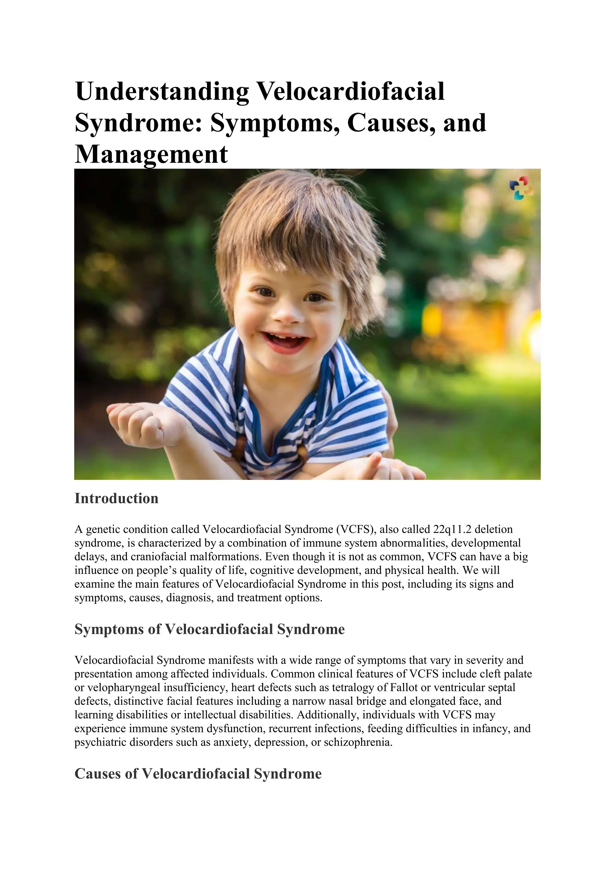 Velocardiofacial Syndrome: Symptoms, Causes, and Management | The ...