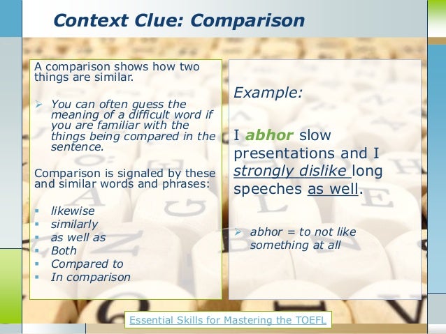 Essential TOEFL Skill: Understanding vocabulary context clues
