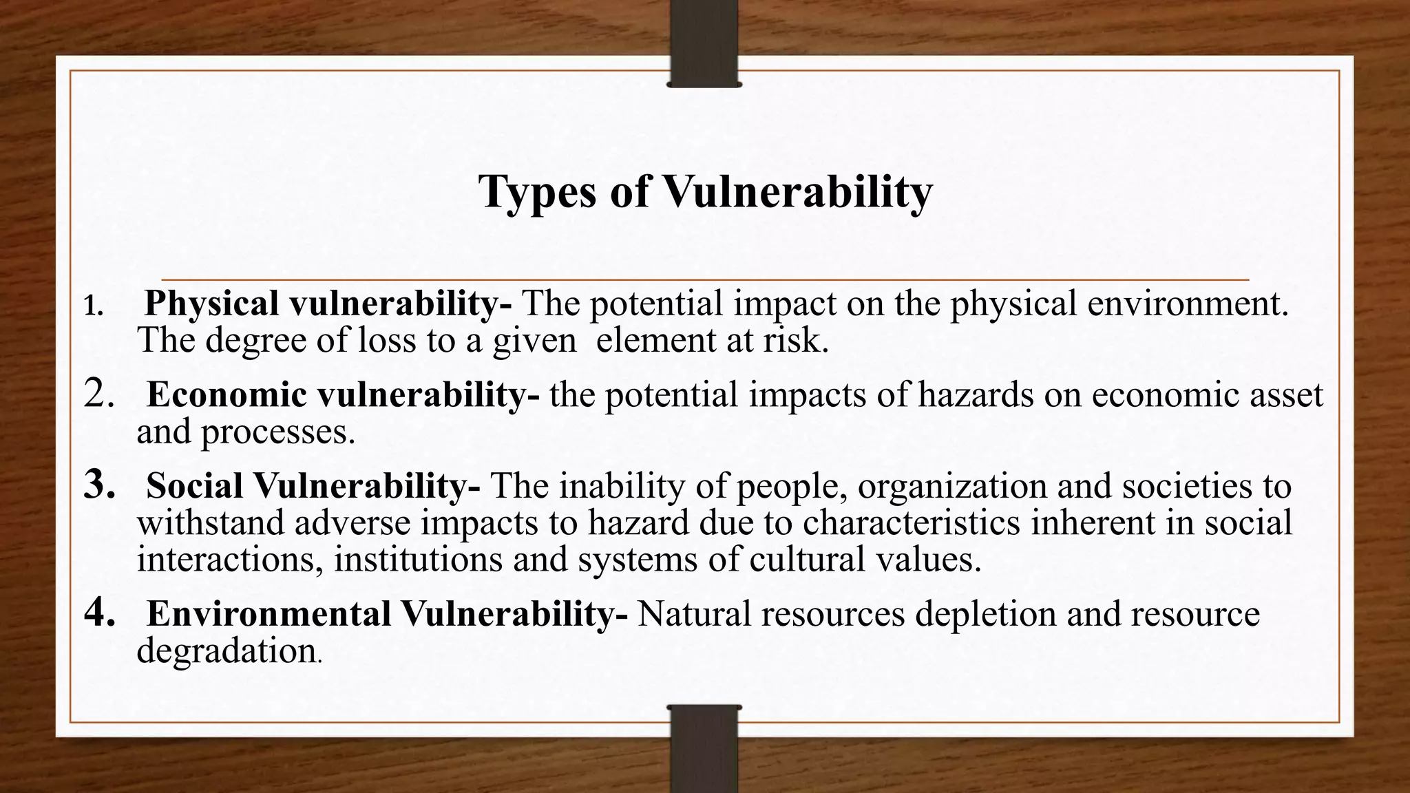 Understanding vulnerability to hazards and disasters | PPTX