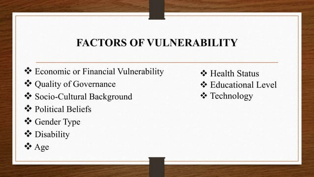 Understanding vulnerability to hazards and disasters | PPTX