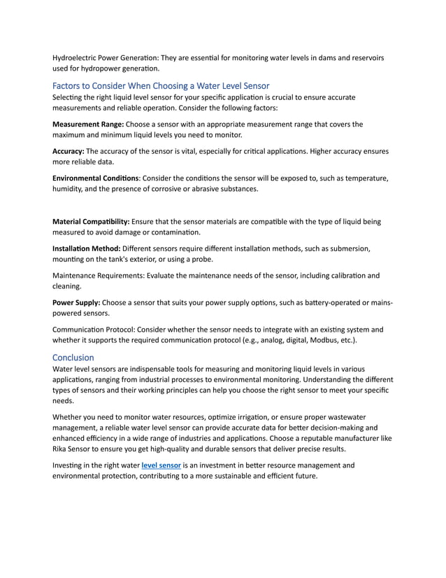 Understanding Water Level Sensors A Comprehensive Guidepdf