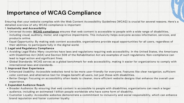 Understanding WCAG Compliance Requirements: Ensuring Accessibility for All Users | PDF | Web ...