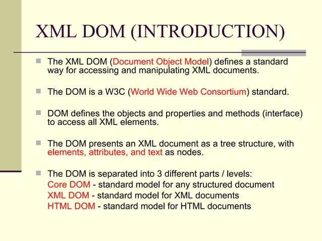 Understanding XML DOM | PPT | Web Design and HTML | Internet
