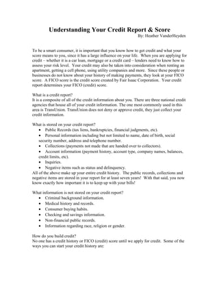 Understanding Your Credit Report | PDF