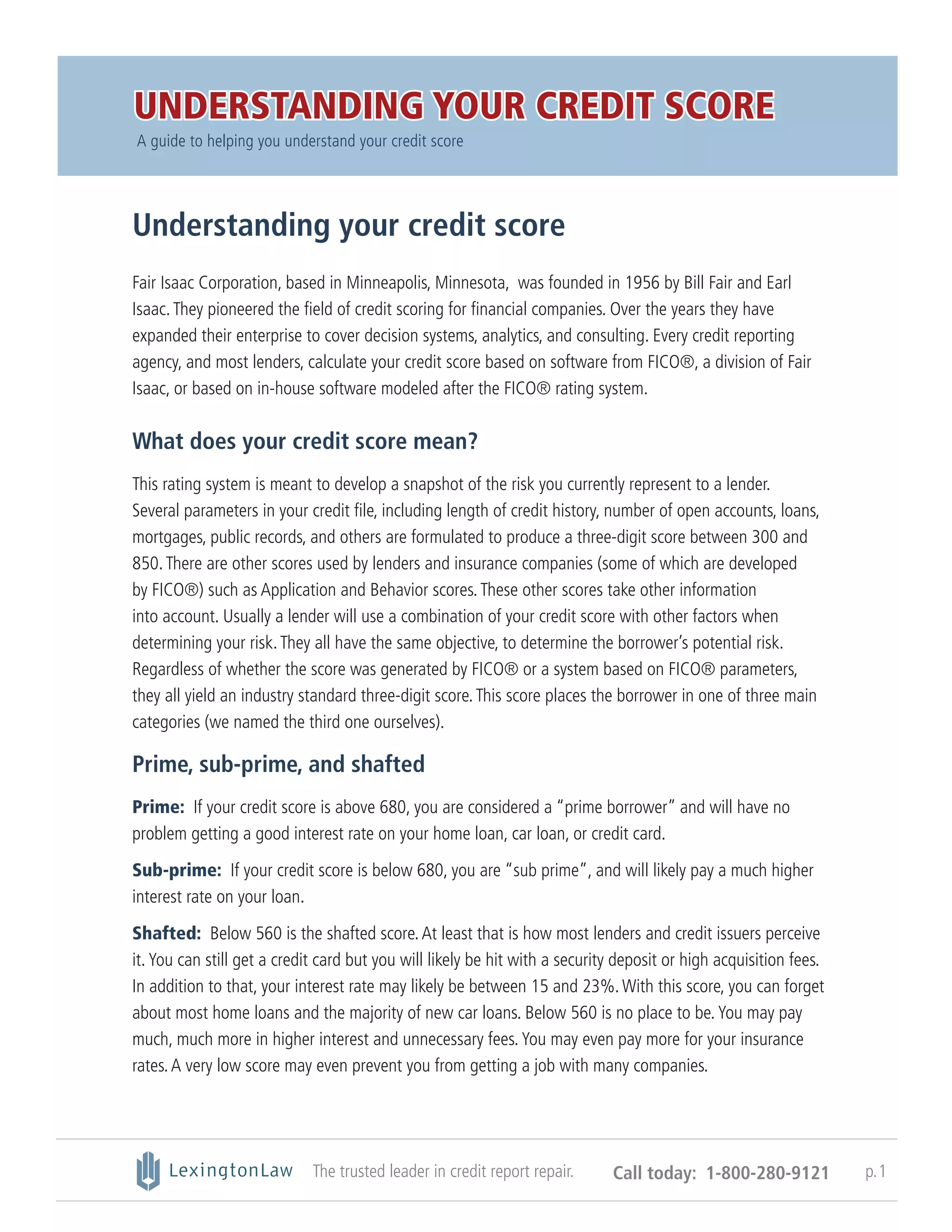 Understanding Your Credit Score | PDF