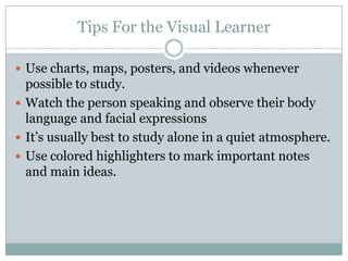 Understanding your learning styles 2 | PPT