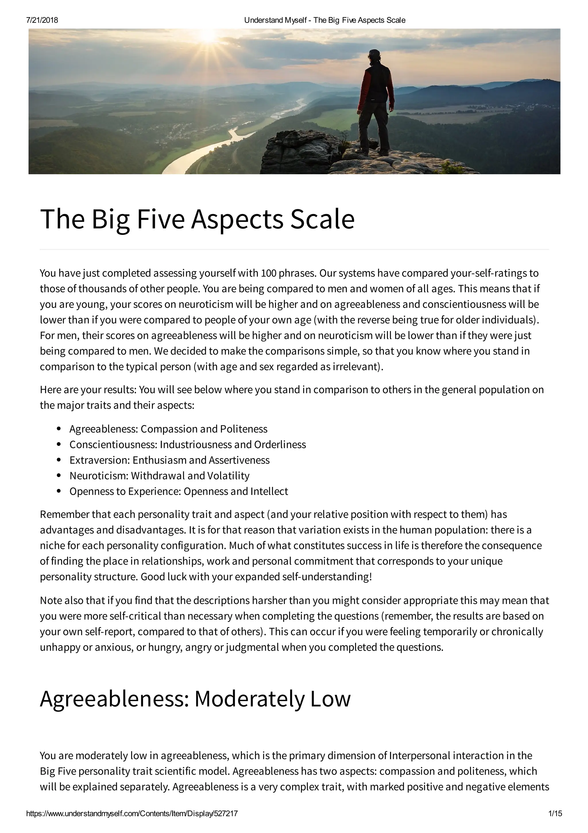 Understand Myself - The Big Five Aspects Scale- Reynir Orn Bachmann ...
