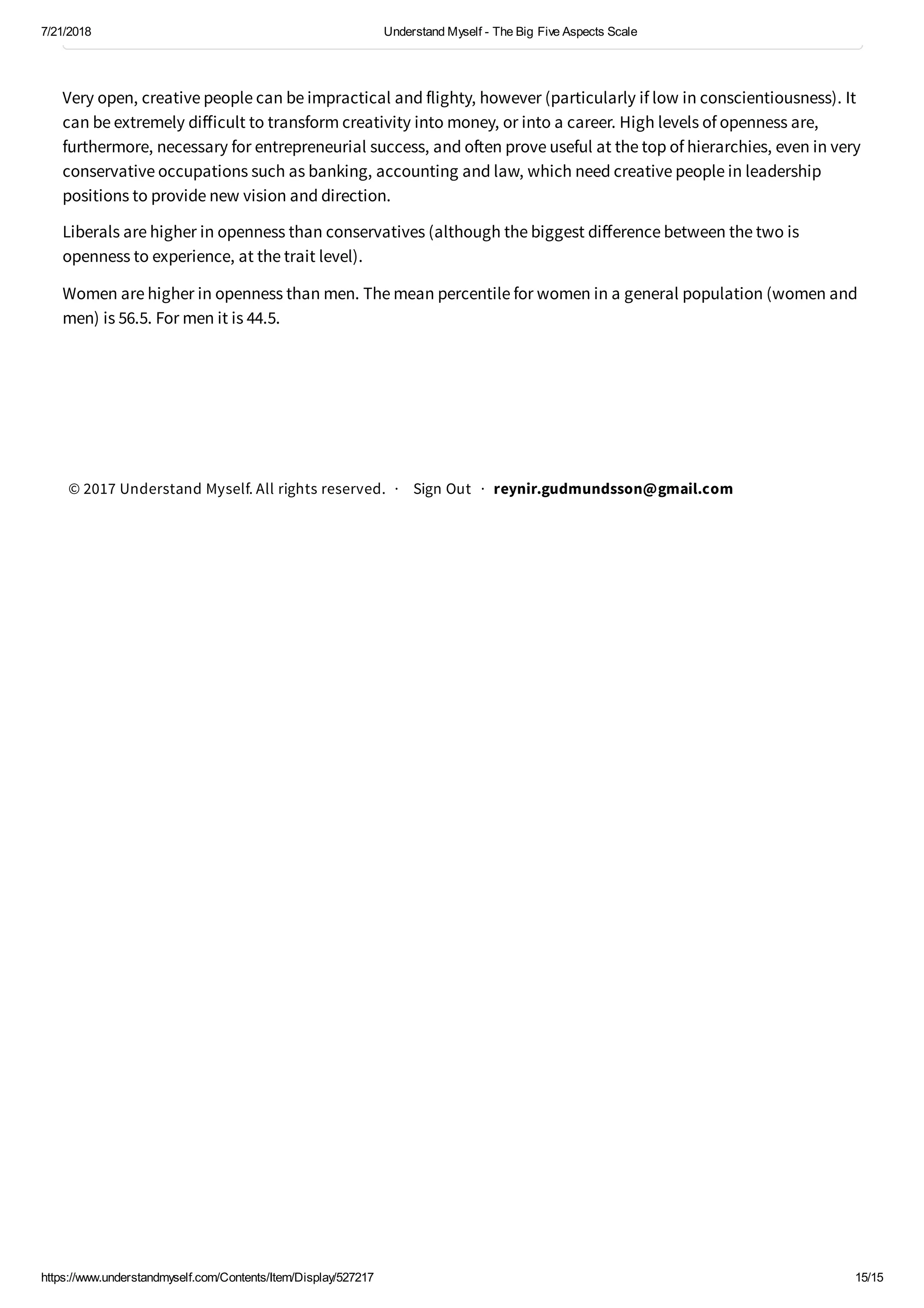 Understand Myself - The Big Five Aspects Scale- Reynir Orn Bachmann ...