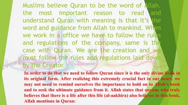 Understand quran slide | PPTX | Islam | Religion & Spirituality