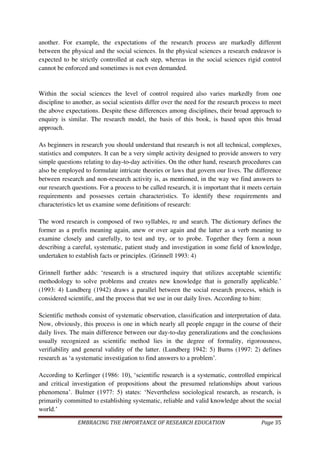 UNDERSTAND THE CONCEPTS OF RESEARCH METHODOLOGY EMBRACING THE ...