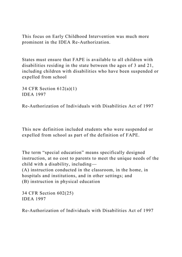 Understand the history of IDEA and the reasons f.docx