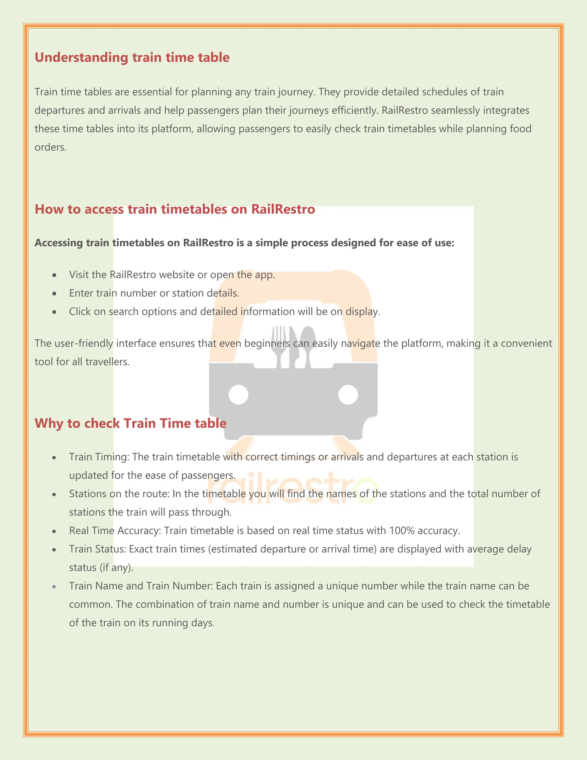 Understand The Impact of Train Time Table on Your Journey | PDF