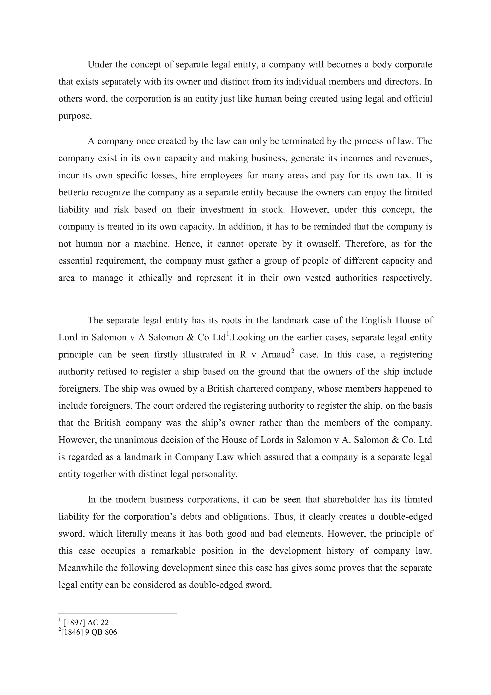 Under the concept of separate legal entity | DOCX