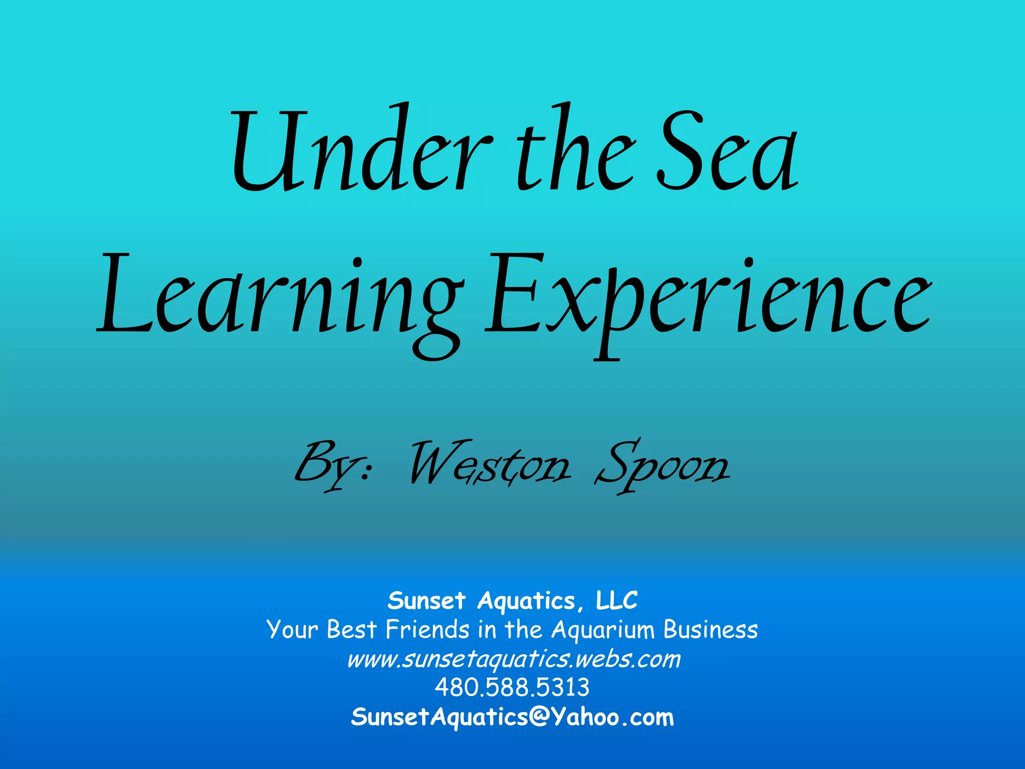 Under The Sea Learning Experience | PPTX